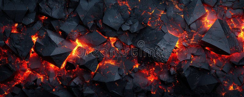Dark Background with Glowing Red Lava Cracks and Jagged Rocks Stock ...