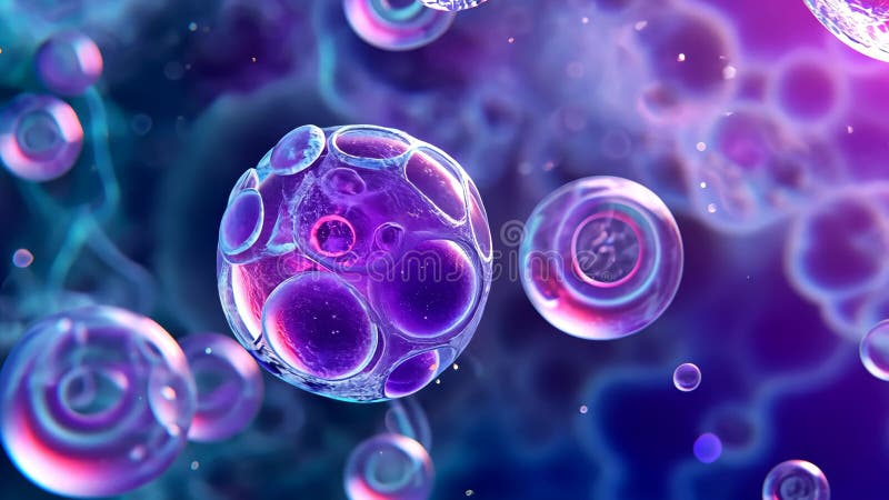 Captivating Depiction Featuring Cells Viewed Under a Microscope ...