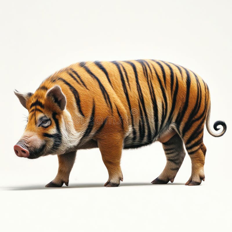 A Captivating Depiction of a Pig Transformed with Tiger Stripes, a ...
