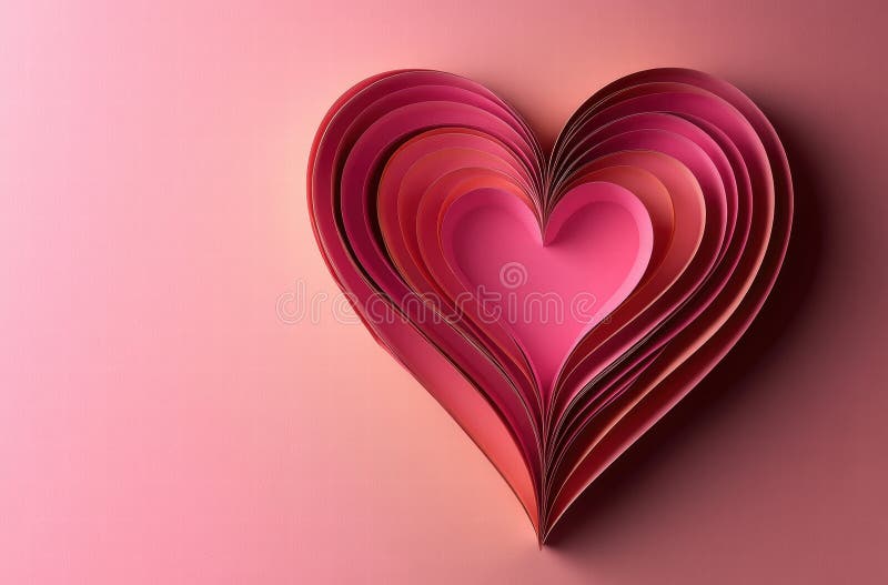 Layered Pink Paper Heart Depicting Love and Creativity in a Delicate ...