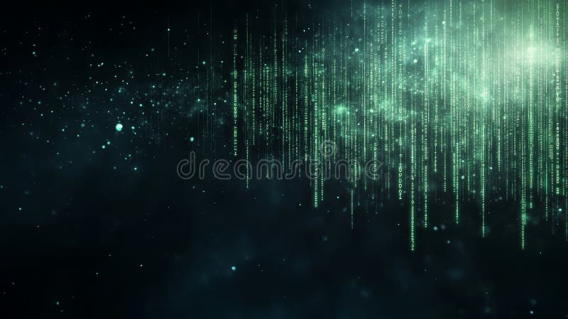 A Captivating Digital Artwork Depicting Green Light Particles Cascading ...