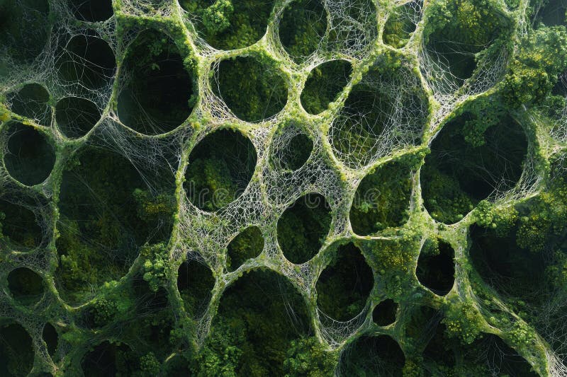 Enchanting Green Moss and Spiderweb Abstract Art Stock Illustration ...