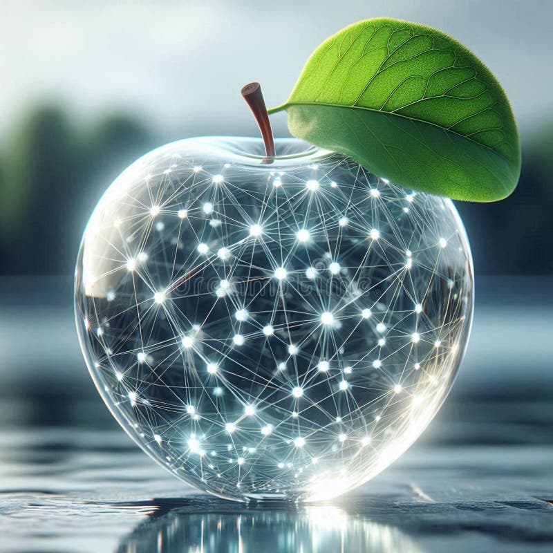 Tech Apple Core: Futuristic Apple with Glowing Network Connections ...