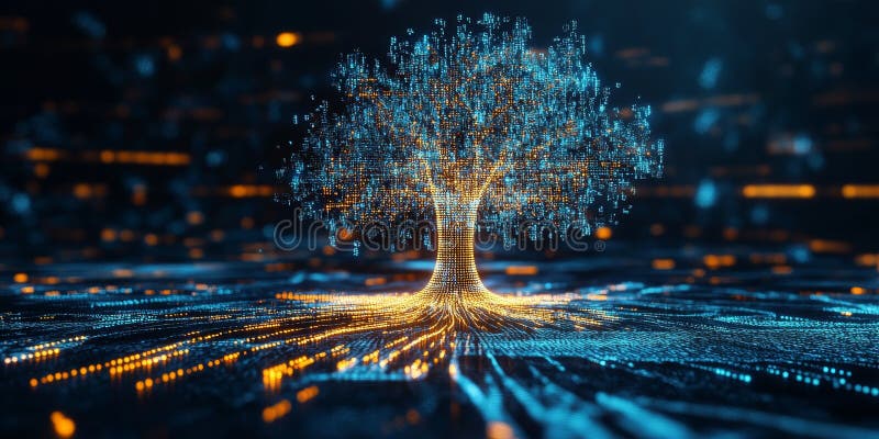 Digital Tree Symbolizing Growth and Connection in a Tech Landscape ...