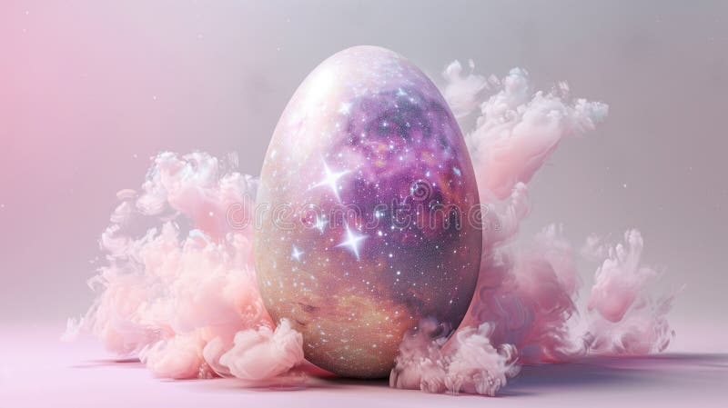 A Captivating Digital Artwork Featuring a Cosmic-themed Egg Surrounded ...