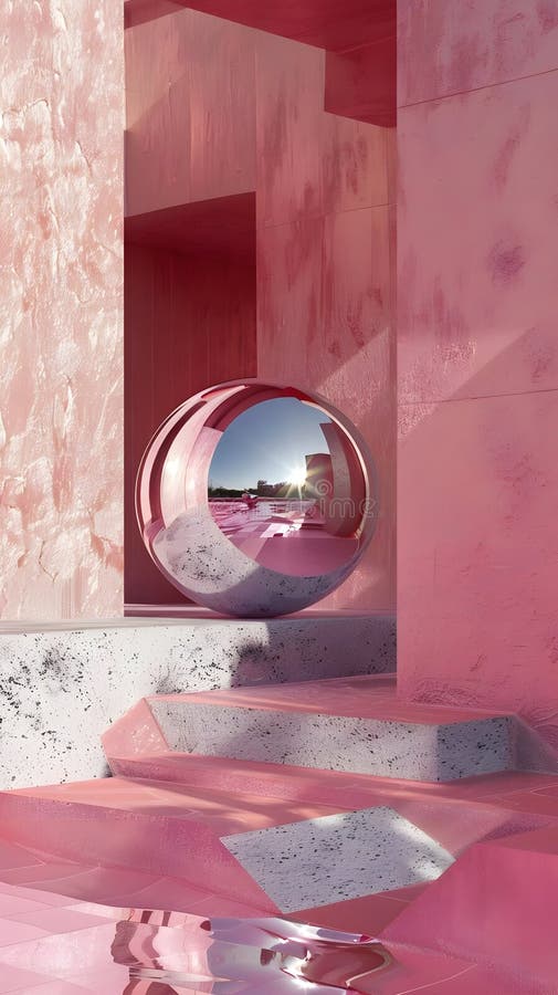Reflective Ball in a Colorful Abstract Environment Generative AI Stock ...