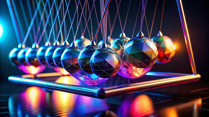 A Detailed Look at a Polygonal Newtons Cradle Stunning Digital Art ...