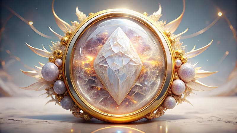 A Luxurious Gold Quartz Badge Design Embellished with Marble Accents ...