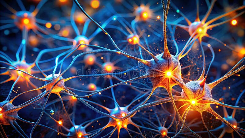 A Stunning Visualization of Tilted Neurons Deep Blue and Orange Hues ...