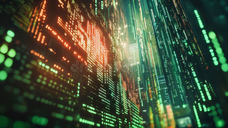 Captivating Digital Backdrop Showcasing Dynamic Binary Code and Cyberpunk Elements in High ...