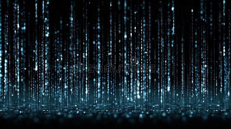 Binary Code Rain Digital Background Stock Illustration - Illustration ...