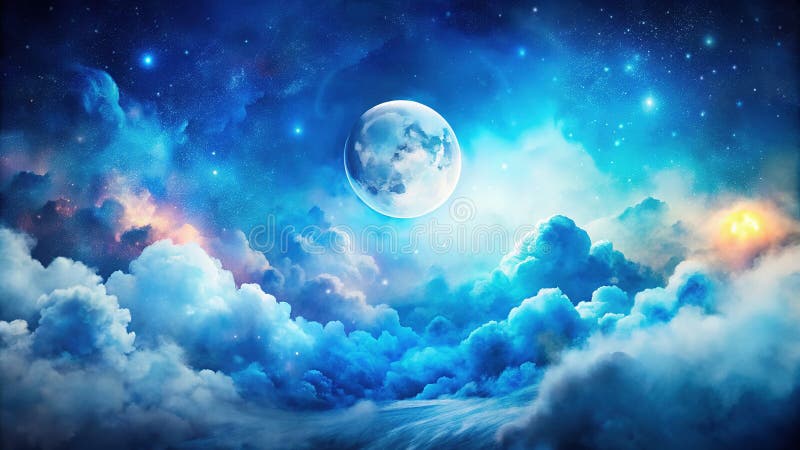A Captivating Digital Cloudscape Explosion Abstract Watercolor Moonlit ...