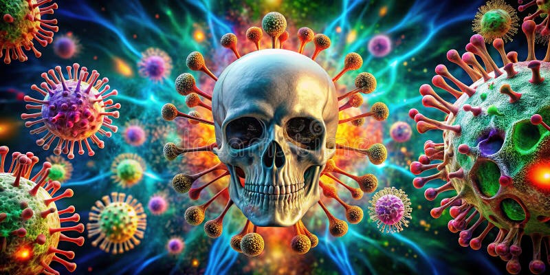 A Striking Visual Fusion Abstract Skull and Virus Graphic Symbolizing ...