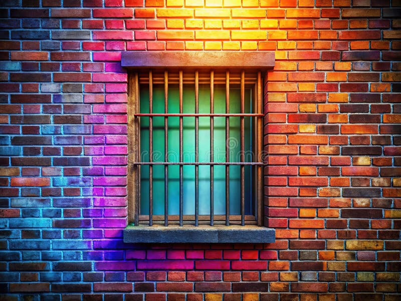 A Grungy Vintage Jail Window View a Striking Digital Illustration of a ...