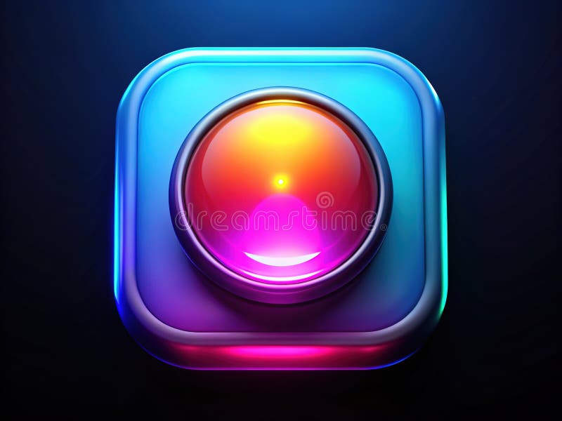 A Stunning Photorealistic Glowing App Button Perfect for UIUX Design ...