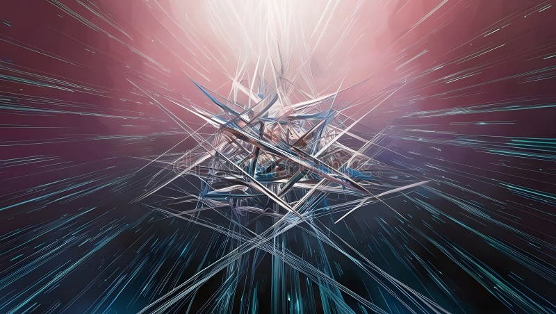 Digital Art with Pulsating Matrix and Intersecting Lines, Abstraction ...