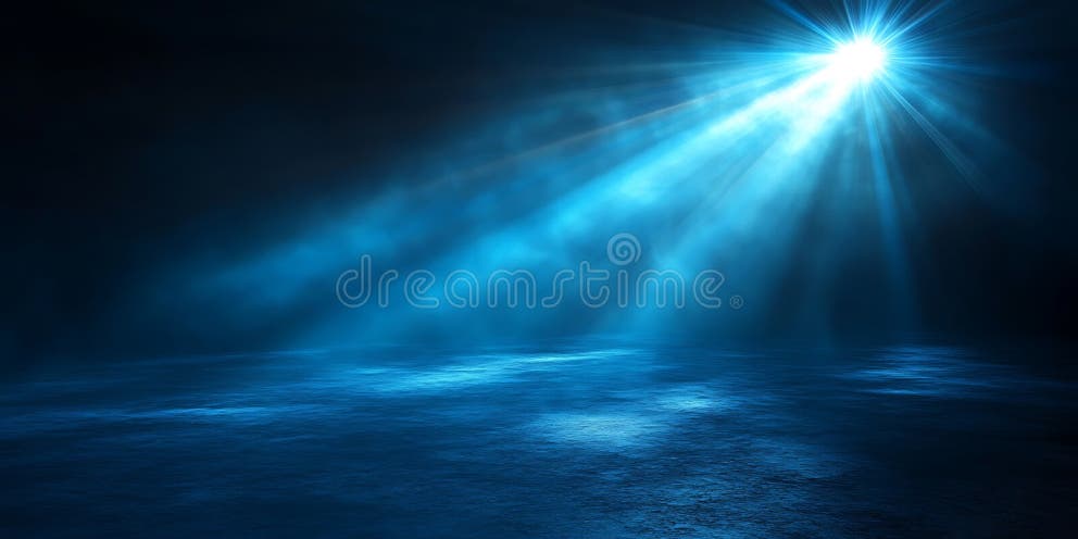Mystical Blue Light Rays Shining Down Onto a Textured Surface Creating ...