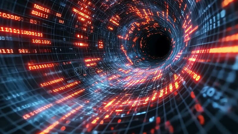 Captivating Digital Tunnel of Glowing Binary Code Vibrant Flow of Data and Technology in ...