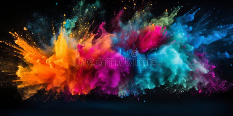 Vibrant Color Explosion on Black Background Stock Illustration ...