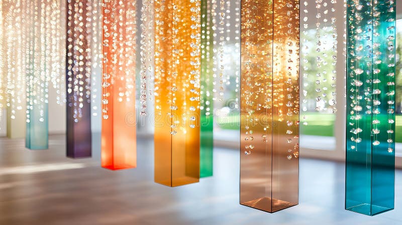 Colorful Crystal Panels Installation in Modern Gallery Stock ...