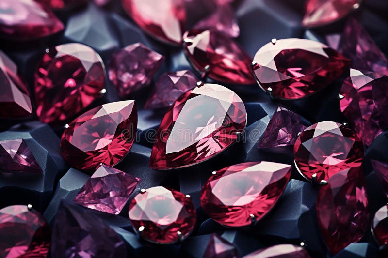 Captivating Display of Exquisite Red Gemstones Sparkling Under Soft ...