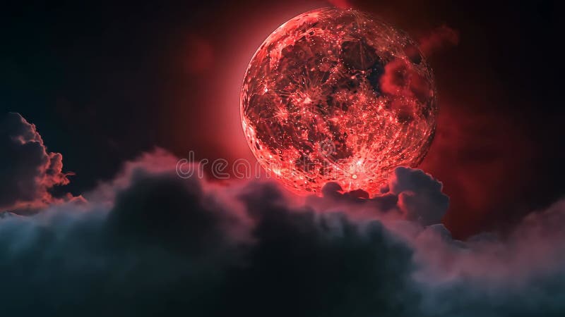 Striking Views of the Eerie Hall Illuminated by a Glowing Red Moon in a ...