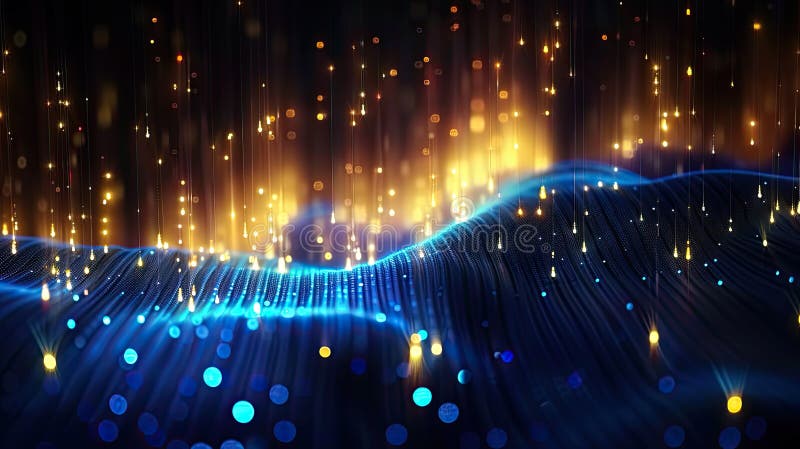 Illuminated Data Visualization Displaying Horizontal Light Columns ...