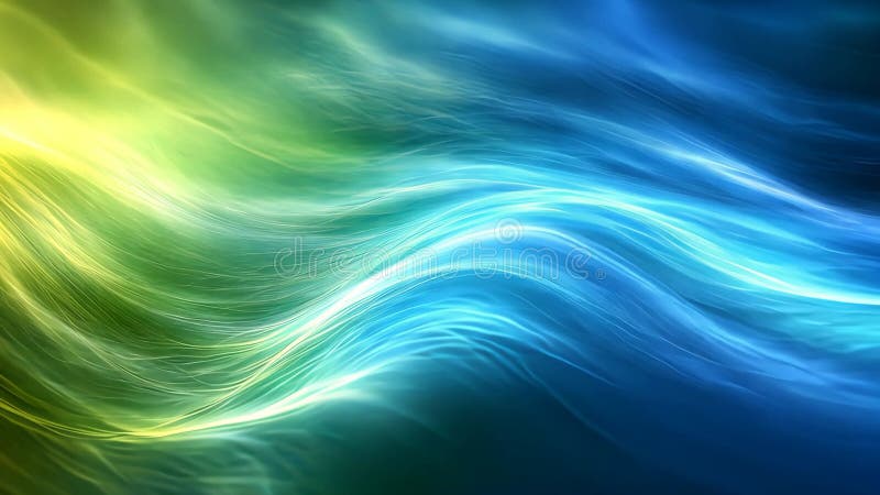 Captivating Display of Flowing Blue and Green Light Waves in an ...