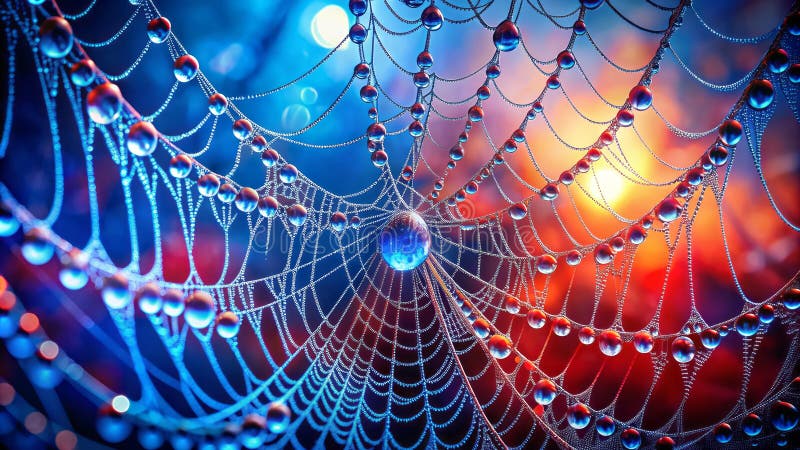 Mystical Spiderweb Patterns Dance Across a Surreal Blue and Red ...