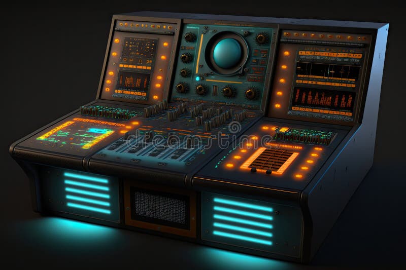 Digital Illustration of a Dj Mixer in Neon Light Stock Illustration ...