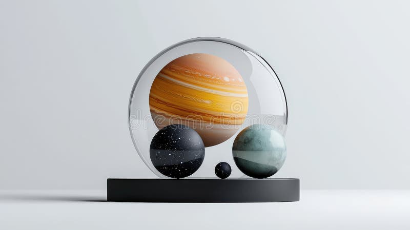 A Captivating Display of Planetary Models Encased in Glass Showcasing a ...