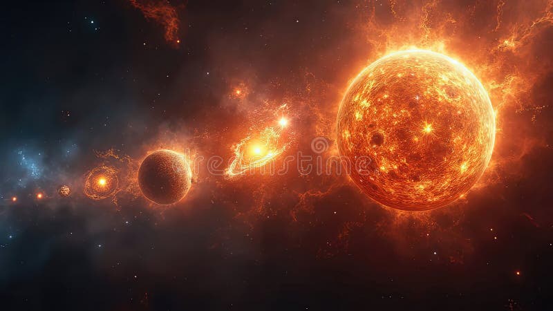 A Captivating Display of the Solar System Shows a Series of Glowing ...
