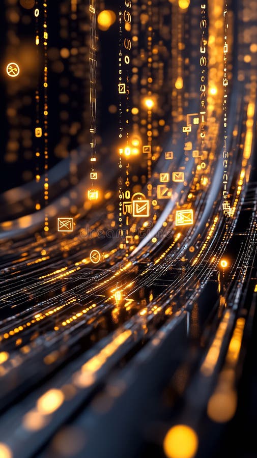 In a Captivating Display of Technology, Symbols Cascade through a ...