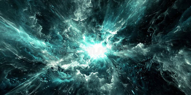 In a Captivating Display, Turquoise Particles Explode from a Glowing ...