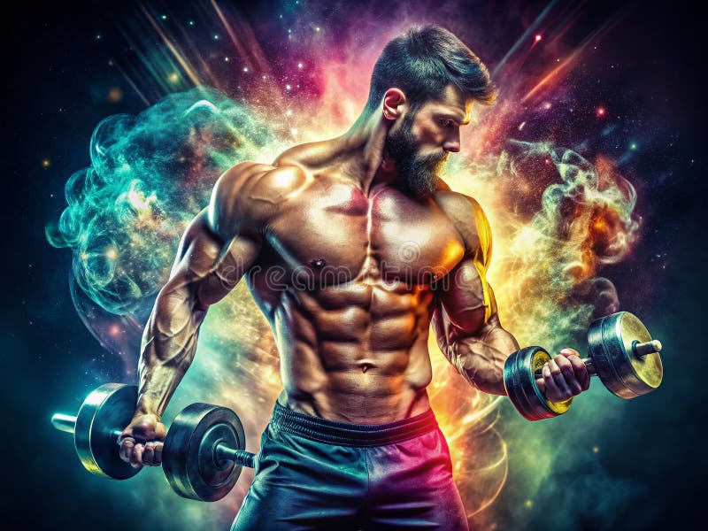 Unleashing Inner Strength a Double Exposure of Intense Weightlifting ...