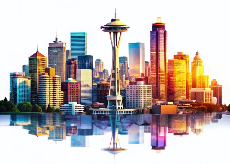 Seattle Skyline Double Exposure a Striking Fusion of Modern ...