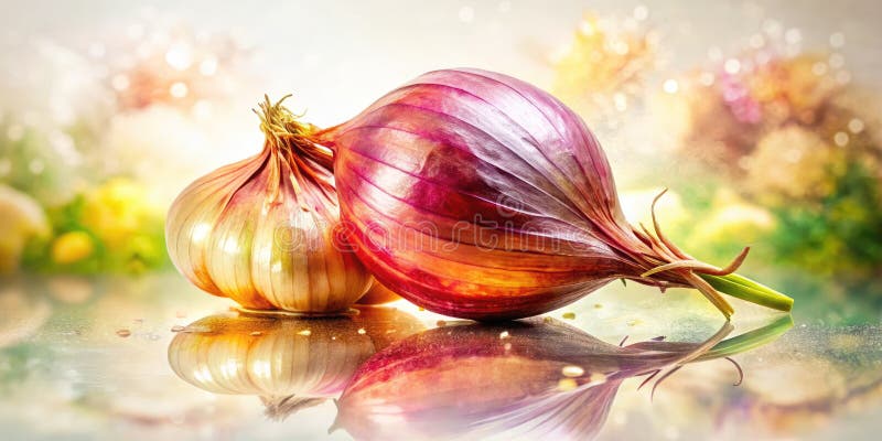 A Stunning Double Exposure of Fresh Shallots Culinary Elegance Against ...