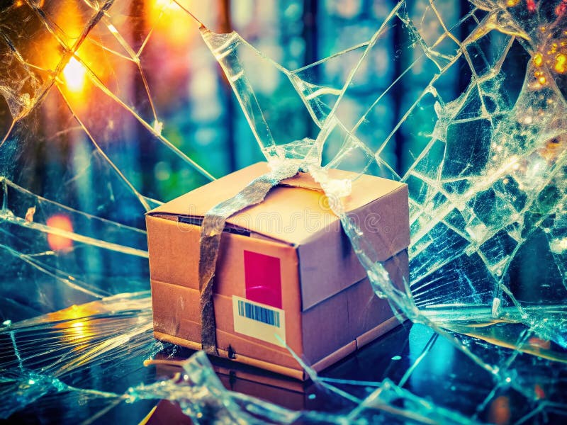 Double Exposure of a Fragile Box with Shattered Glass a Striking Visual ...