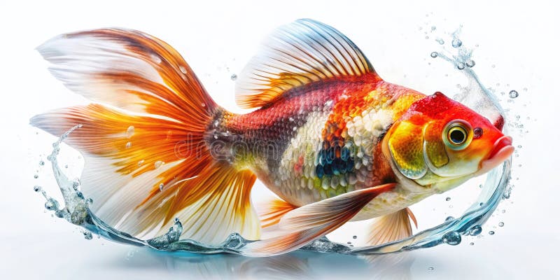 A Captivating Double Exposure Ornamental Goldfish and Abstract Water ...