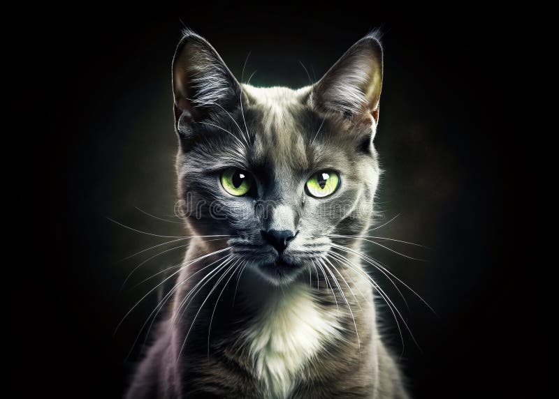 Enigmatic Double Exposure of a Black Cat a Striking Silhouette in Black ...