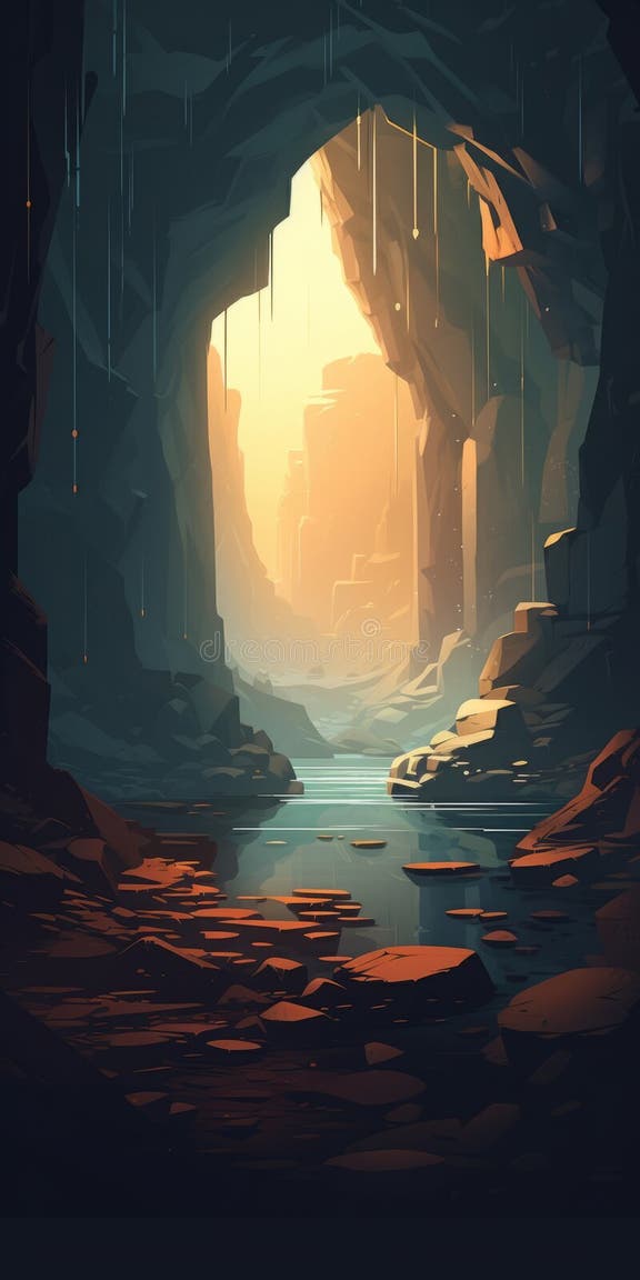Eerily Realistic Cave Masterpiece: Caves and Waterfalls in Atey Ghailan ...