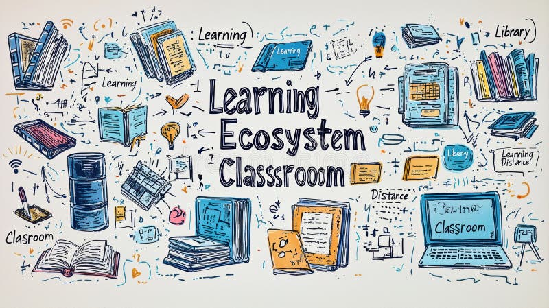 The Ultimate Learning Hub: a Creative Drawing of a Laptop Surrounded by ...