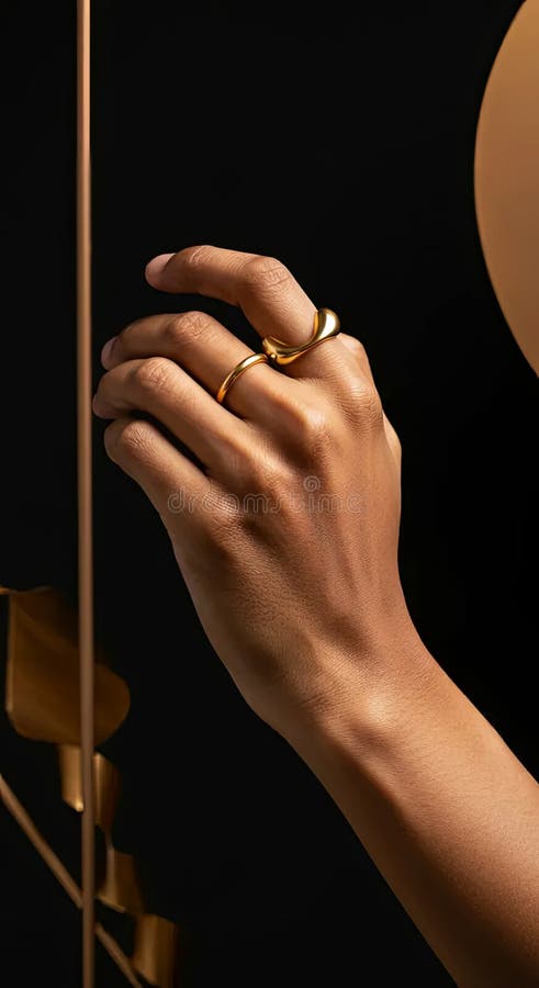 Captivating Elegance in Simplicity, a Hand Adorned with Gold Rings ...