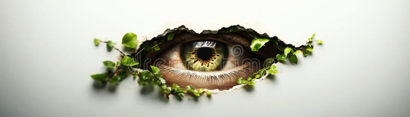Captivating Eye Emerges from Green Foliage, Symbolizing Nature ...