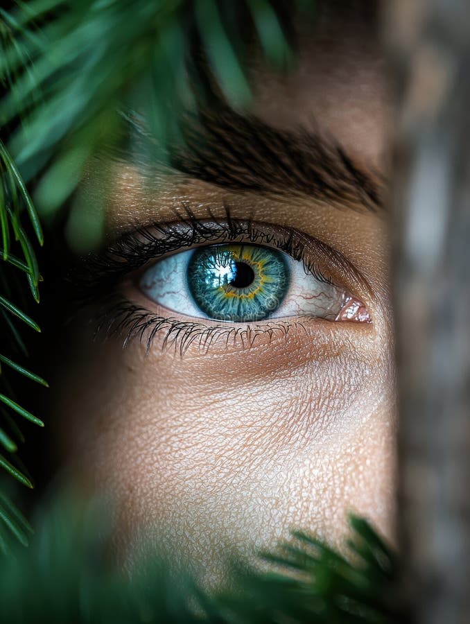 Captivating Eye Surrounded by Lush Greenery Stock Illustration ...