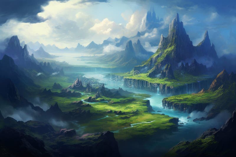 Captivating Fantasy Planet Landscape. Generate Ai Stock Illustration ...