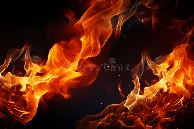 Captivating Fire Closeup of Intense Flames on a Black Backdrop Stock ...