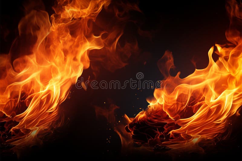 Captivating Fire Closeup of Intense Flames on a Black Backdrop Stock ...