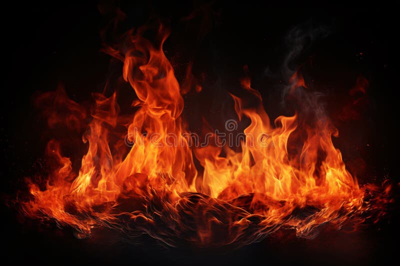 Captivating Flames and Fire Flicker on a Black Background Stock ...