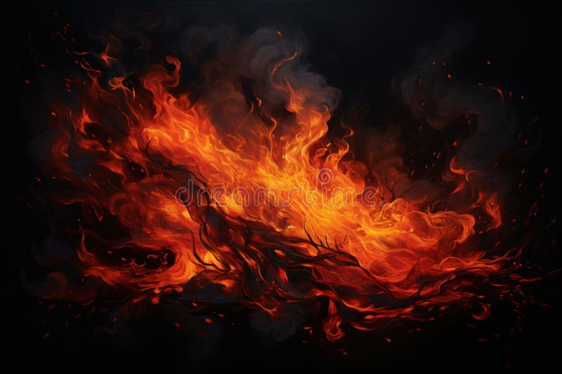 Captivating Flames and Fire Flicker on a Black Background Stock ...